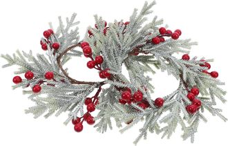 Angoily 2st&uuml;cke Kranzringe f&uuml;r Stabkerzen Weihnachtskranzringe mit Kiefernnadeln und Beeren Tischdeko im Landhausstil Adventskerzen-Display Kerzenkranzringe f