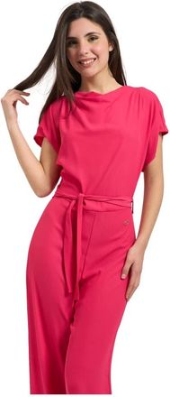 Yes-Zee YES Zee, Femme, Combinaisons et Ensembles, Rose, Taille: 44 FR Robe Combinaison &agrave; Manches Courtes