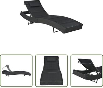 vidaXL vidaXL Poolliege - Sonnenliege Poly Rattan und Textilene Schwarz