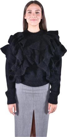 Elisabetta Franchi Pull en maille &agrave; volants - Femme - Pulls - Noir - Taille: 40 FR