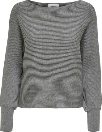 Only Damen Strickpullover OnlAdaline Life kurzer Damenpulli mit Rippmuster 15226298 medium Grey Melange XS