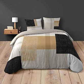 Douceur d'Intérieur Square 3-teiliges Bettwäscheset (260 x 240 cm), 100 Prozent Baumwolle