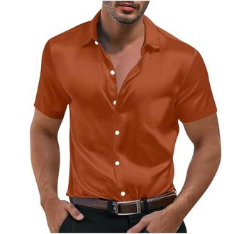 Generic Chemise &agrave; manches courtes pour homme - Chemise d&eacute;t&eacute; unie classique confortable et l&eacute;g&egrave;re - Col rabattu - Anti-plis - Respirante - D&eacute;contract&eacute;e - Bouto
