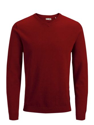 Jack & Jones Herren JJEBASIC Knit V-Neck, Red Dahlia, XXXL