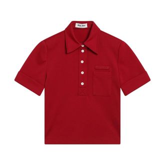 Miu Miu Jersey Poloshirt - - Tops - Damen - Rot - S