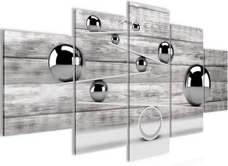 Runa Art Wandbilder 3D Kugeln 5 Teilig Bild auf Vlies Leinwand Deko Wohnzimmer Abstrakt Illusion Grau 504352a