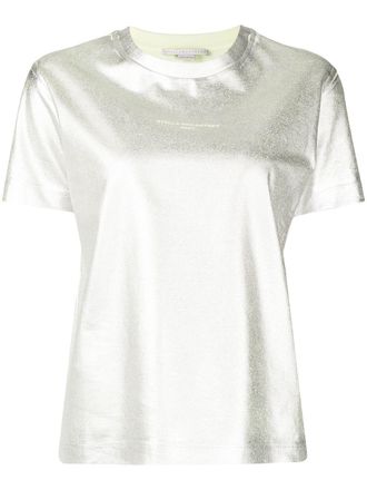Stella McCartney t-shirt 2001 m&eacute;tallis&eacute; &agrave; logo imprim&eacute; - Argent