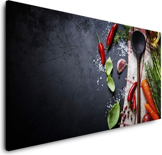Paul Sinus Art Holzlöffel mit Gemüse 120x 60cm Panorama Leinwand Bild XXL Format Wandbilder Wohnzimmer Wohnung Deko Kunstdrucke