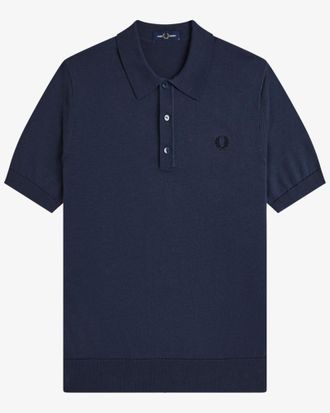 Fred Perry Feinstrick-Poloshirt aus Baumwolle mit Logo-Stickerei in