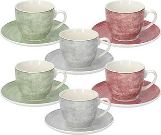 Tognana Petra, Packung mit 6 Teetassen mit Teller, Porzellan, multicolor