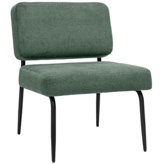 Miliboo Sessel in khakigr&uuml;nem Chenille-Stoff und schwarzem Metall VEDANA