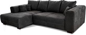 Cavadore Cavadore Ecksofa Mavericco / XXL Eckcouch Inkl. Rückenkissen und Zierkissen / Longchair links / Industrial Style / 285 x 69 x 170 (BxHxT) / Mikrofaser