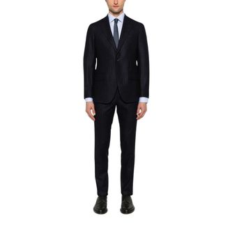 Luigi Bianchi Mantova Einkn&ouml;pfiger Nadelstreifenanzug - - Suits - Herren - Blau - 5XL