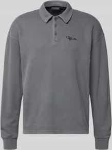 Pegador Longsleeve mit Polokragen und Logo-Stitching