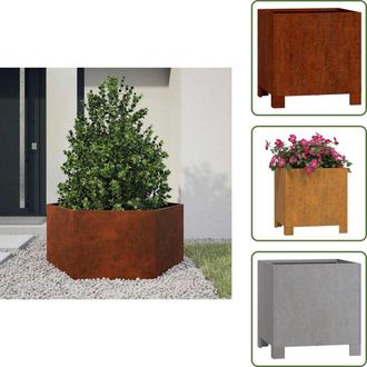 vidaXL Jardini&egrave;re avec pieds Rouill&eacute; 32x30x33 cm Acier corten - Jardinier - Pot De Fleurs - Plante - Ext&eacute;rieur - Balcon