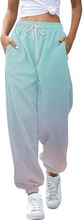Generic Pantalon dentraînement ample et ample pour femme - Pantalon de jogging taille haute avec poches - Jambe droite - Pantalon de jogging pour femme, vert 