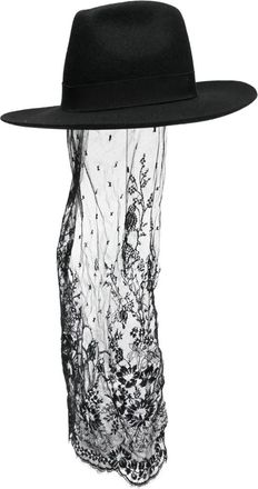 Isabel Benenato chapeau à détails en dentelle - Noir
