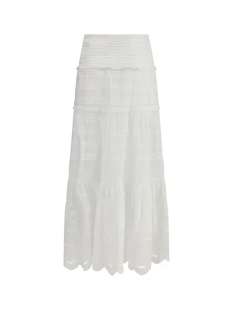 Isabel Marant Womens Paoline Long Cotton Skirt White Viscose; Cotton; Fabric