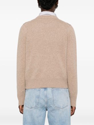 Maison Kitsun&eacute; Fox Head Wool Crewneck Sweater - Beige