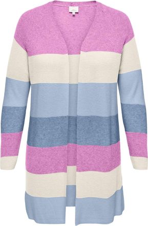 Only Carmakoma Damen Caratija L/S Stripe Cardigan KNT, Fuchsia Pink, Small