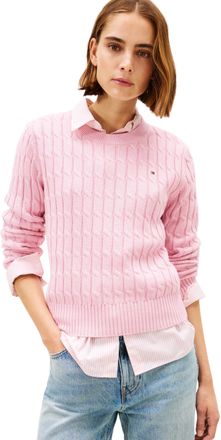 Tommy Hilfiger Damen Co Cable Mid Gg C-Nk Ls SWT Ww0Ww47644 Pullover, PINK (Bonita Pink), XXS