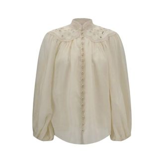 Zimmermann Femme, Blouses et Chemises, Beige, Taille: 40 FR Chemisier Coco Brod&eacute;