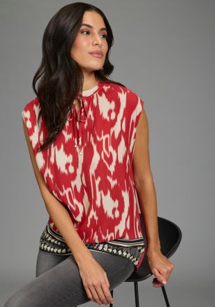 Laura Scott Shirtbluse LAURA SCOTT, Damen, Gr. 34, rot, gemustert, Web, Obermaterial: 100% Viskose. R&uuml;ckenteil: 95% Viskose, 5% Elasthan, gemustert, figurbetont h
