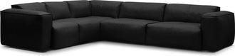 Studio Copenhagen home24 Ecksofa mit Rundecke Schwarz/Schwarz Echtleder Neka 325 x 71 x 260cm Ecke davorstehend links Modern