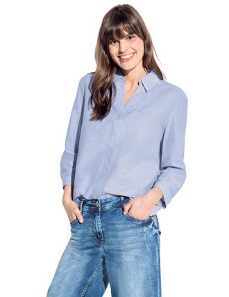 Cecil Damen B344676 Chambray Bluse, Blouse Blue, M