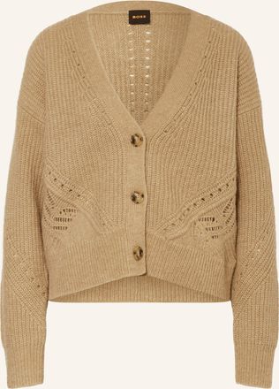 HUGO BOSS Strickjacke Fortellini Mit Alpaka braun