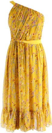 Alexis Pleated One-Shoulder Floral Dress Size S