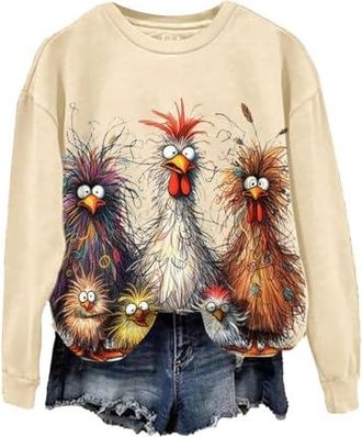 Generic Sweatshirts pour femmes UK sweatshirts sans capuche imprim&eacute; graphique haut surdimensionn&eacute; col rond manches longues automne hiver d&eacute;contract&eacute; confortab