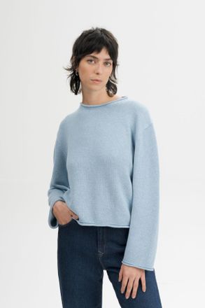 Mela Damen vegan Strickpullover Geetha Salty Blue Melange