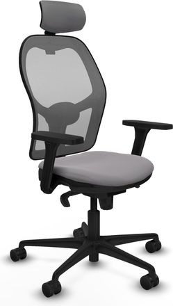 Piqueras y Crespo 24-Stunden-B&uuml;rostuhl mit 3D-Armen, h&ouml;henverstellbare Lendenwirbelst&uuml;tze und h&ouml;henverstellbares Kopfteil, Grau/Grau