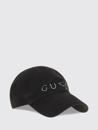 Gucci Baseballkappe von aus Baumwolltwill mit Strass-Logo und festem Schirm