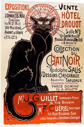 Posterlounge Chat Noir, 1896 Acrylglasbild von Théophile-Alexandre Steinlen 50 x 70 cm Beige Wandbilder Wanddeko