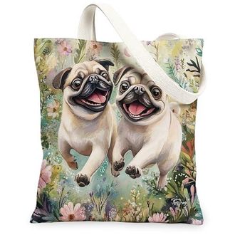 Generic Sac fourre-tout en toile pour le shopping 33 x 38 cm, sac &agrave; bandouli&egrave;re r&eacute;utilisable pour femme, peinture danimaux domestiques, d&eacute;coration cadeau