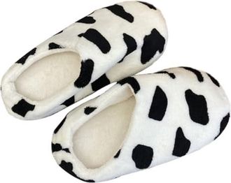 BESPORTBLE Outanaya Pantoufles DInt&eacute;rieur Chaudes DHiver Motif Vache Noir et Blanc Taille 41-43 Semelle Antid&eacute;rapante Douce et Moelleuse Chaussures Confortables 