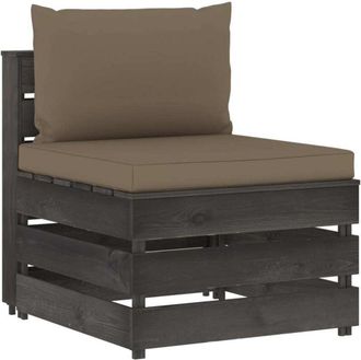 vidaXL Modulares Mittelsofa mit Kissen Grau Impr&auml;gniertes Holz vidaXL