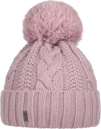 Mcburn Bonnet a Pompon Giant Femme - Made in Italy pour lhiver Bonnets &agrave; en Tricot avec Revers, Doublure, Doublure Automne-Hiver - Taille Unique vieuxrose