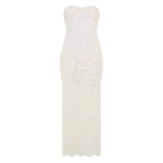 The Mannei Robe Longue en Dentelle - Femme - Robes - Blanc - Taille: 32 FR