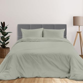 Pizuna Bettbezug 140x200 cm Baumwolle Silber, Atmungsaktiv 100% langstaplige Baumwolle in Perkalbindung Bettbezug Set mit verdecktem Knopfverschluss und 1 Ko