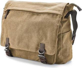 Trendhim Lucleon by Sac Messenger Homme en Toile R&eacute;sistante Jaune Moutarde | Sacoche Bandouli&egrave;re avec Compartiment Ordinateur et D&eacute;tails en Cuir | Sac Casual S