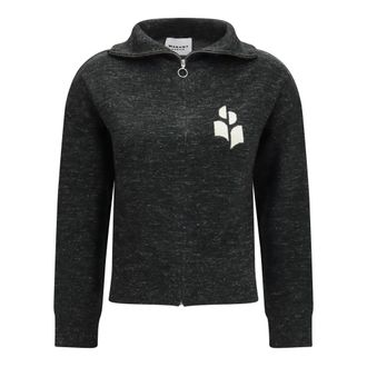 Isabel Marant Moulin&eacute; Strick-Sweatshirt mit durchgehendem Rei&szlig;verschluss - - Knitwear - Damen - Schwarzk - XS