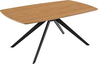 Byliving Esstisch Jason/Tischplatte in Eiche Natur, Spinnenfu&szlig;gestell in schwarz/Echtholzfurnier & abgerundete Kanten/Esszimmertisch/K&uuml;chentisch/Ma&szlig;e: 160 x 90