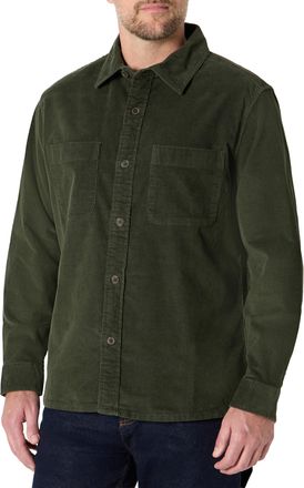 Amazon Essentials Herren-Überhemd aus Kord, Normale Passform, Dunkeloliv, Größe S