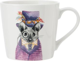 Mikasa Tipperleyhill Mäuse-Druck Porzellanbecher, 380ml Fine China Tasse mit Echtgold Details, Neuheit Becher für Tee & Kaffee mit Tierdruck, Geschenkkarton