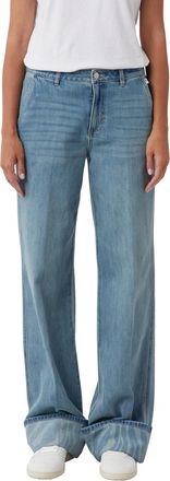 Comma Wide-Leg-Jeans mit Printdetail am Saum