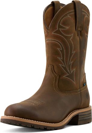 Ariat Mens Hybrid Rancher Waterproof U Toe Western Boots in Distressed Brown Leather, D Medium Width, Size 41.5, by Ariat
