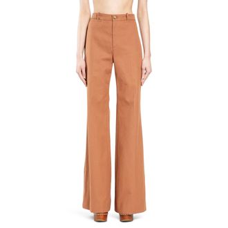 Chlo&eacute; Flared Cotton Canvas Trousers